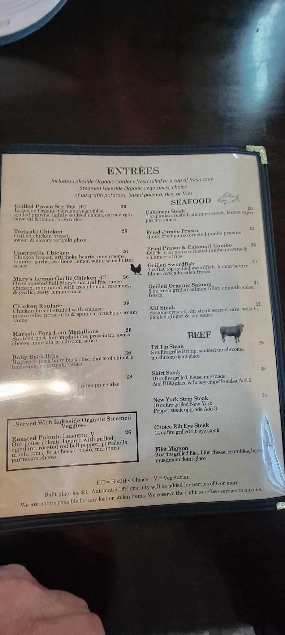 Menu at California Grill and Bar, Watsonville, 40 Penny Ln