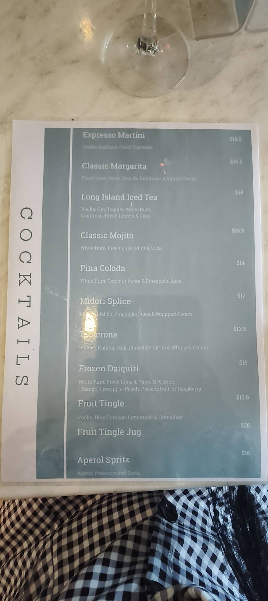 Menu at Caloundra Hotel pub & bar, Caloundra