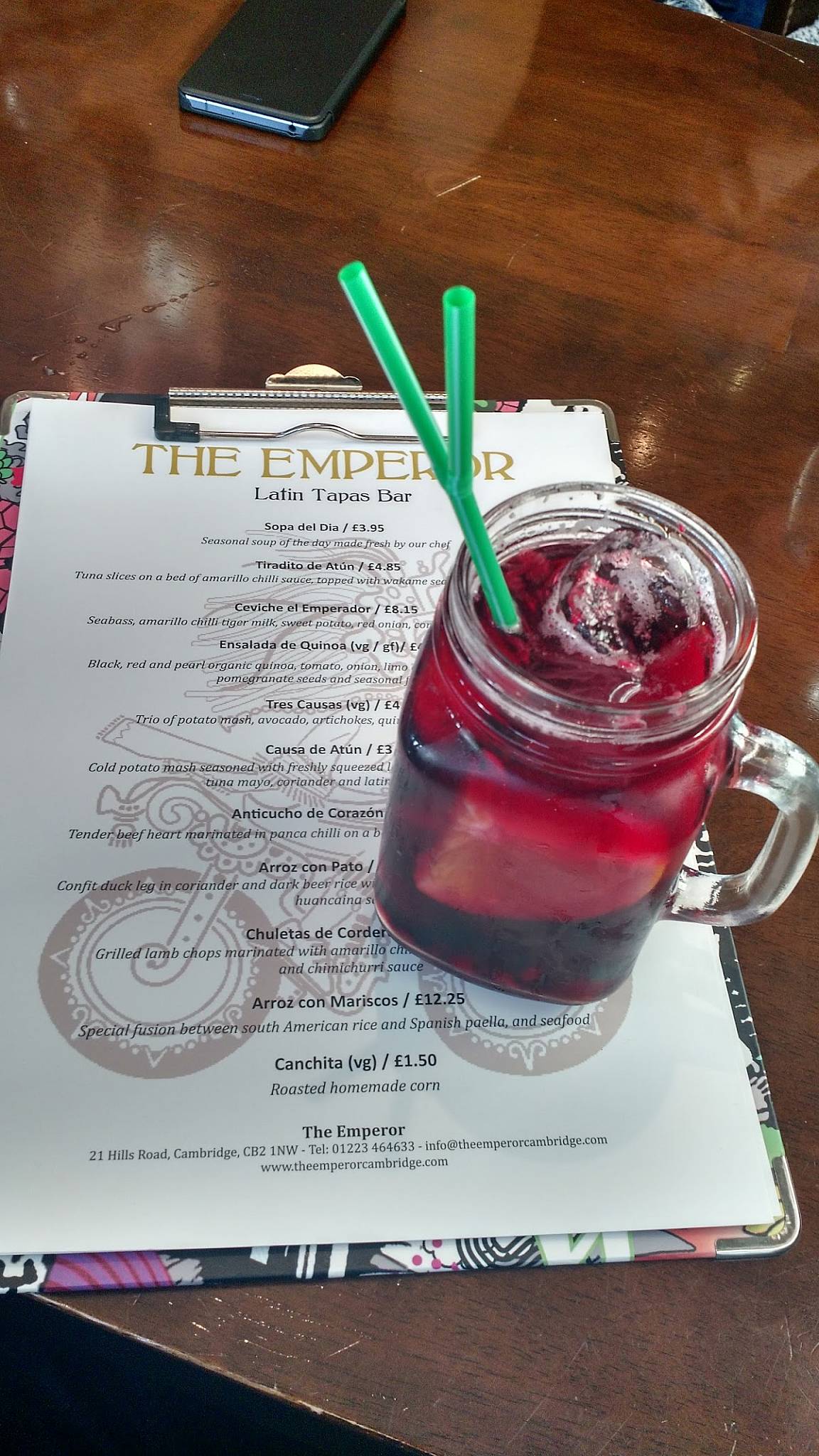 Menu at The Emperor pub & bar, Cambridge