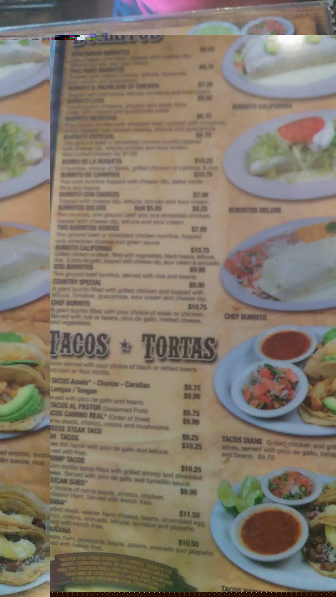 Menu at Camino Real restaurant, Winder