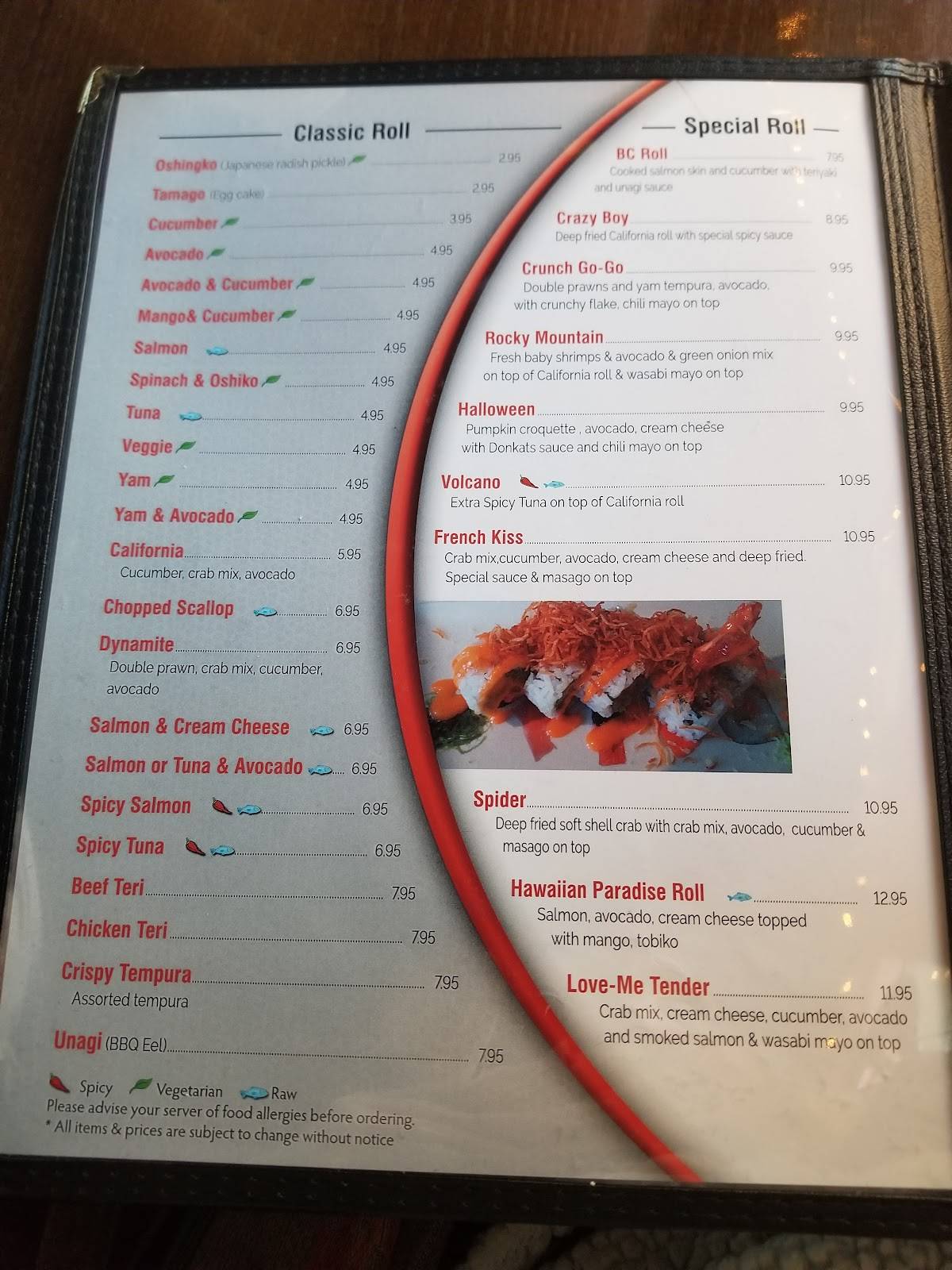 Menu at Miki's Breakfast & Sushi restaurant, Campbell River, Shoppers Row