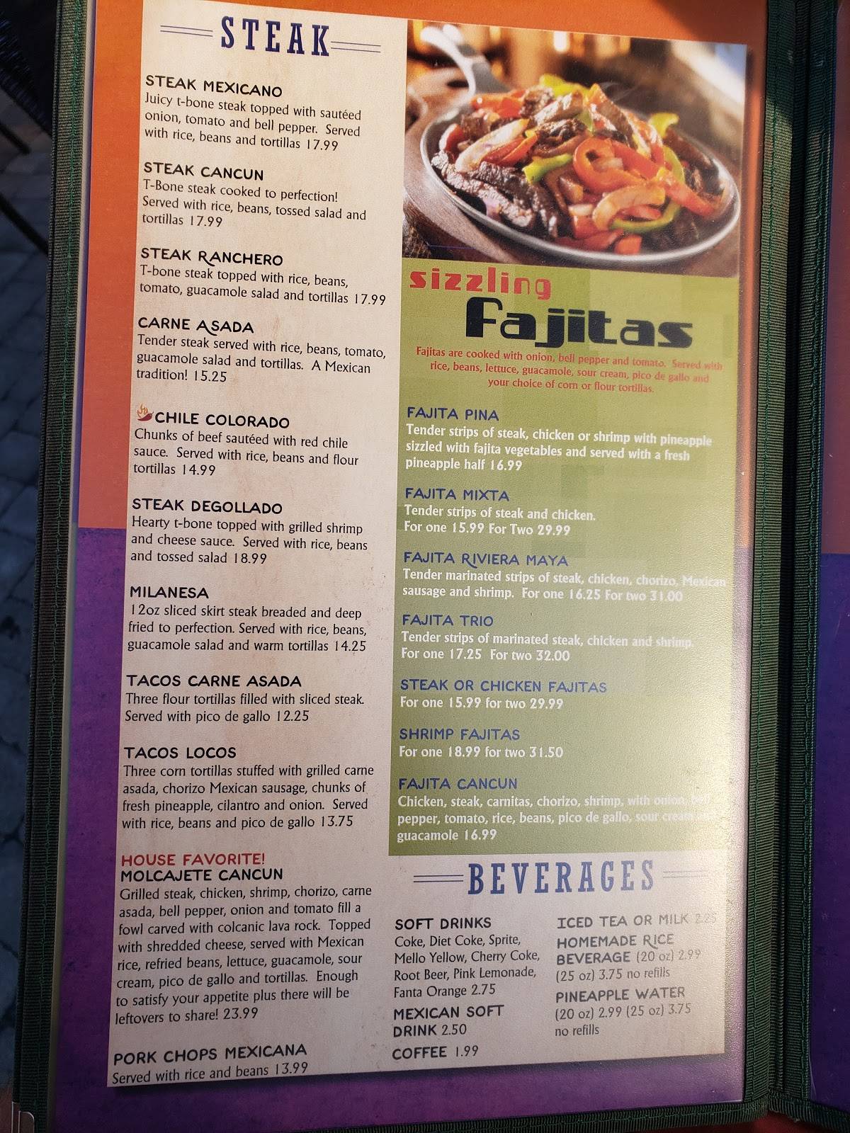 Menu at Cancun Mexican Restaurant & Cantina, Fenton