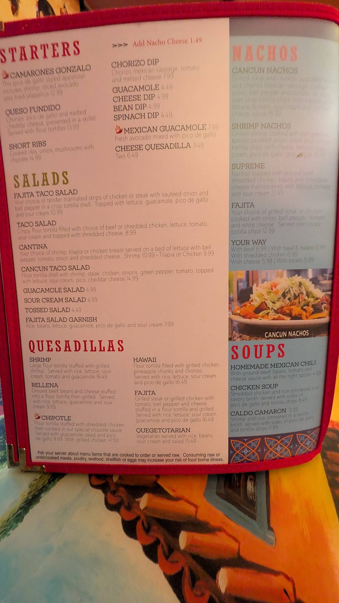 Menu at Cancun Mexican Restaurant & Cantina, Fenton