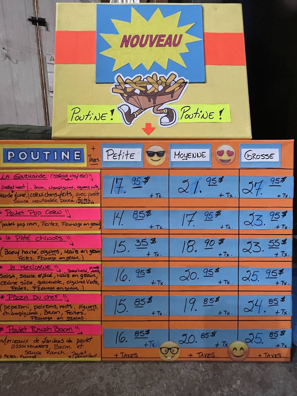 Menu au Cantine Chez GE pub et bar, Canada