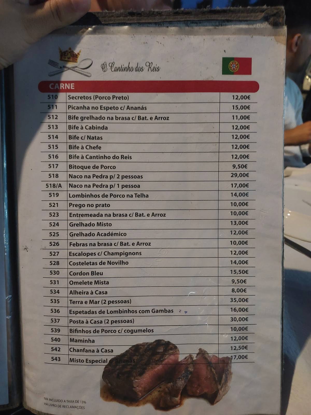 Menu em Cantinho dos Reis restaurante, Coimbra, Terreiro Erva