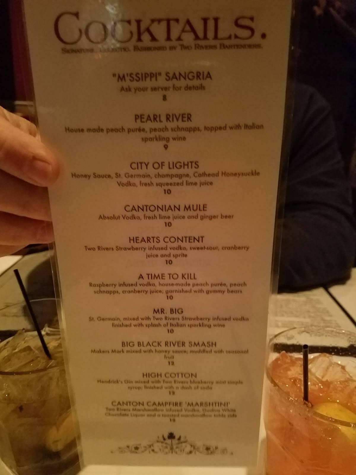Menu at Two Rivers Restaurant, Canton