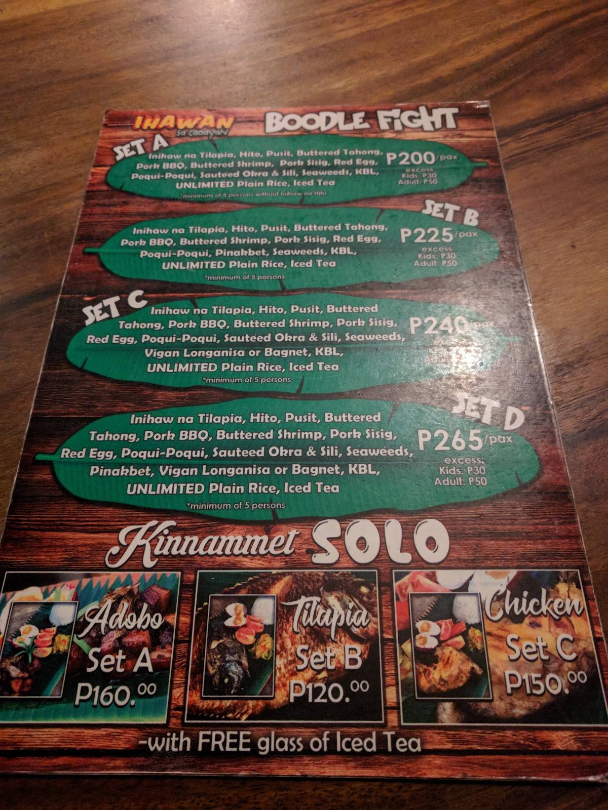Menu at Ihawan sa Caoayan restaurant, Caoayan, G9WJ+V9W