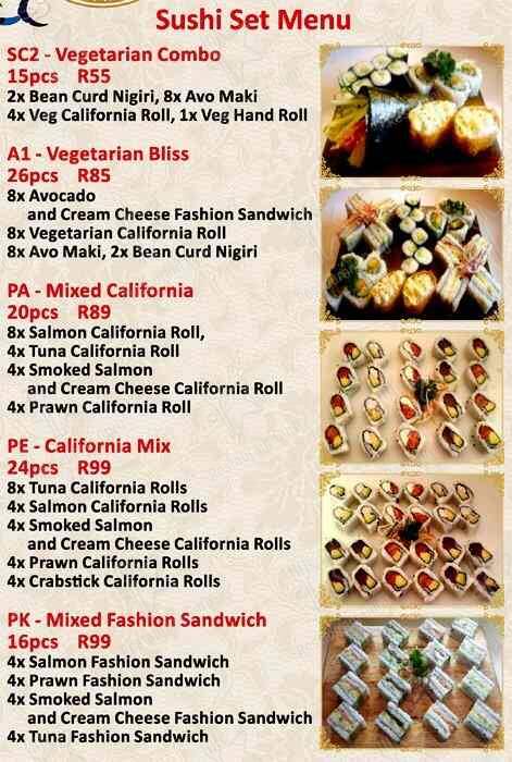 Menu at Blue Marlin Asian Cuisine & Sushi Bar, Cape Town