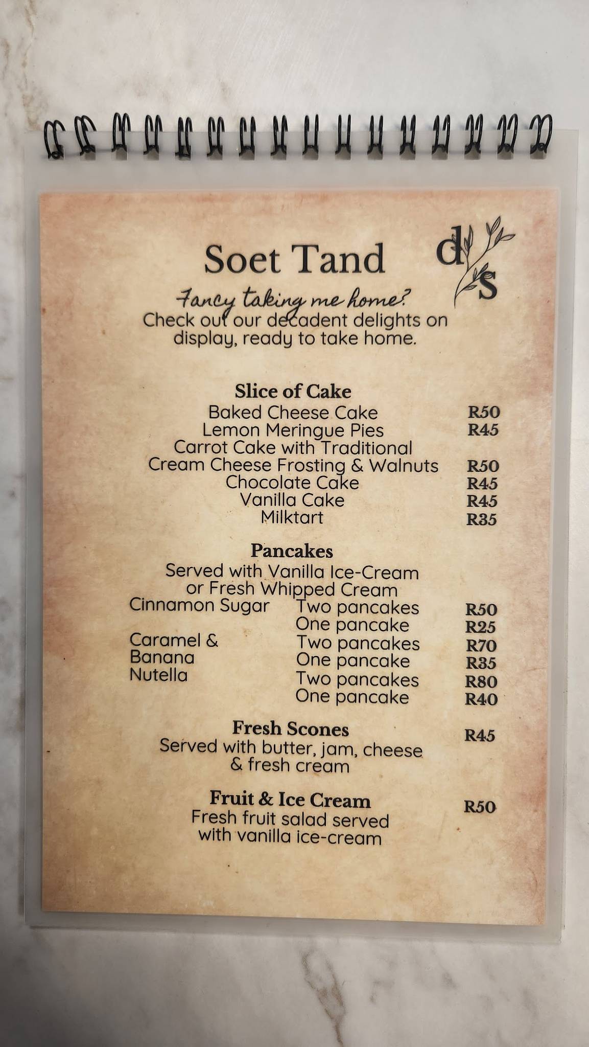 Carta de Die Spens Melkbosstrand, Ciudad del Cabo