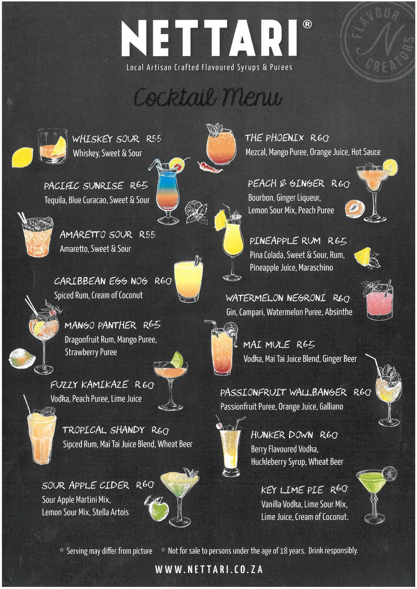 Menu at Thirsty Scarecrow pub & bar, Stellenbosch