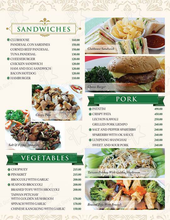 Menu at Capiz Cafe, Makati