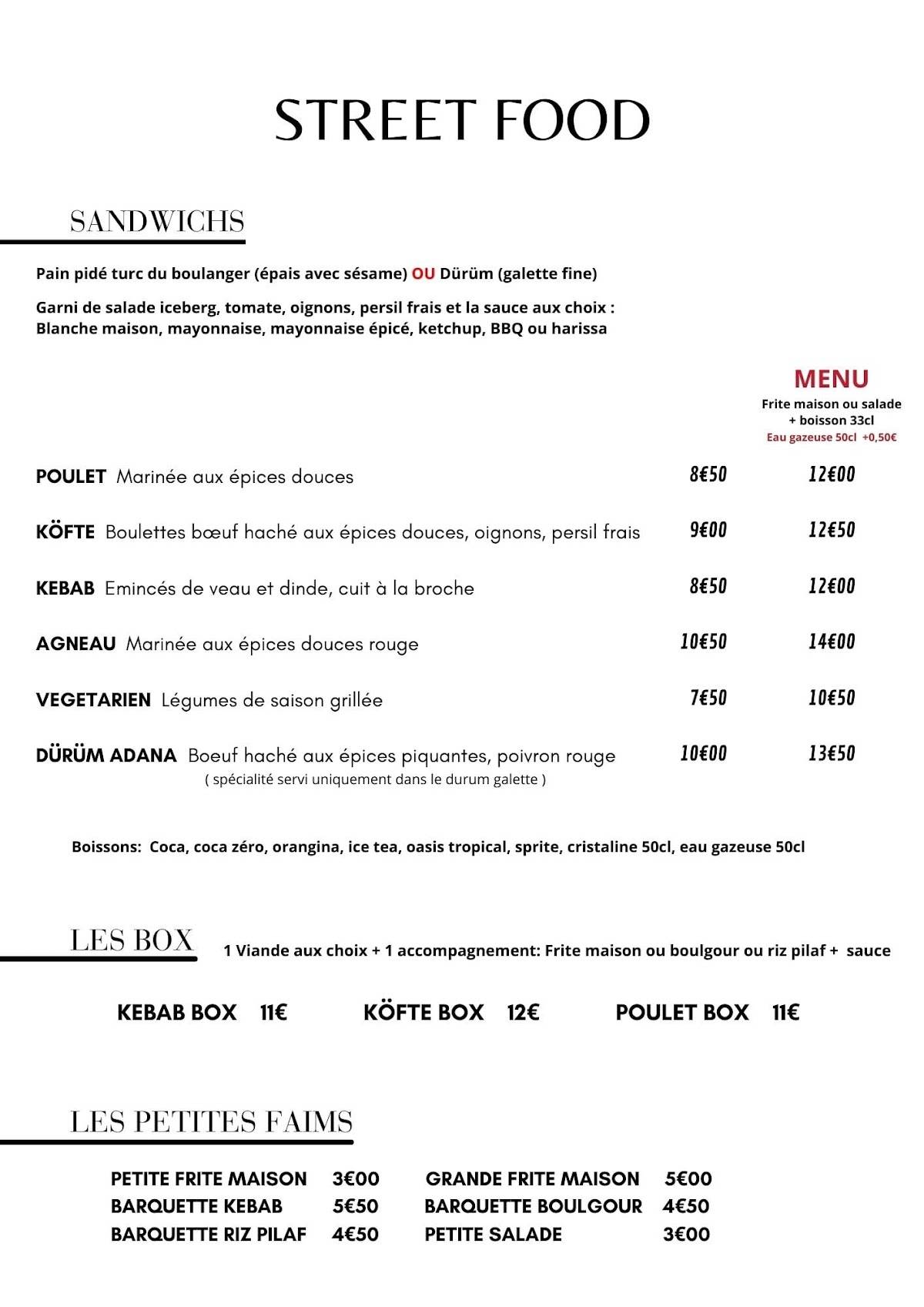 Menu au Cappadoce Grillades restaurant, Colomiers