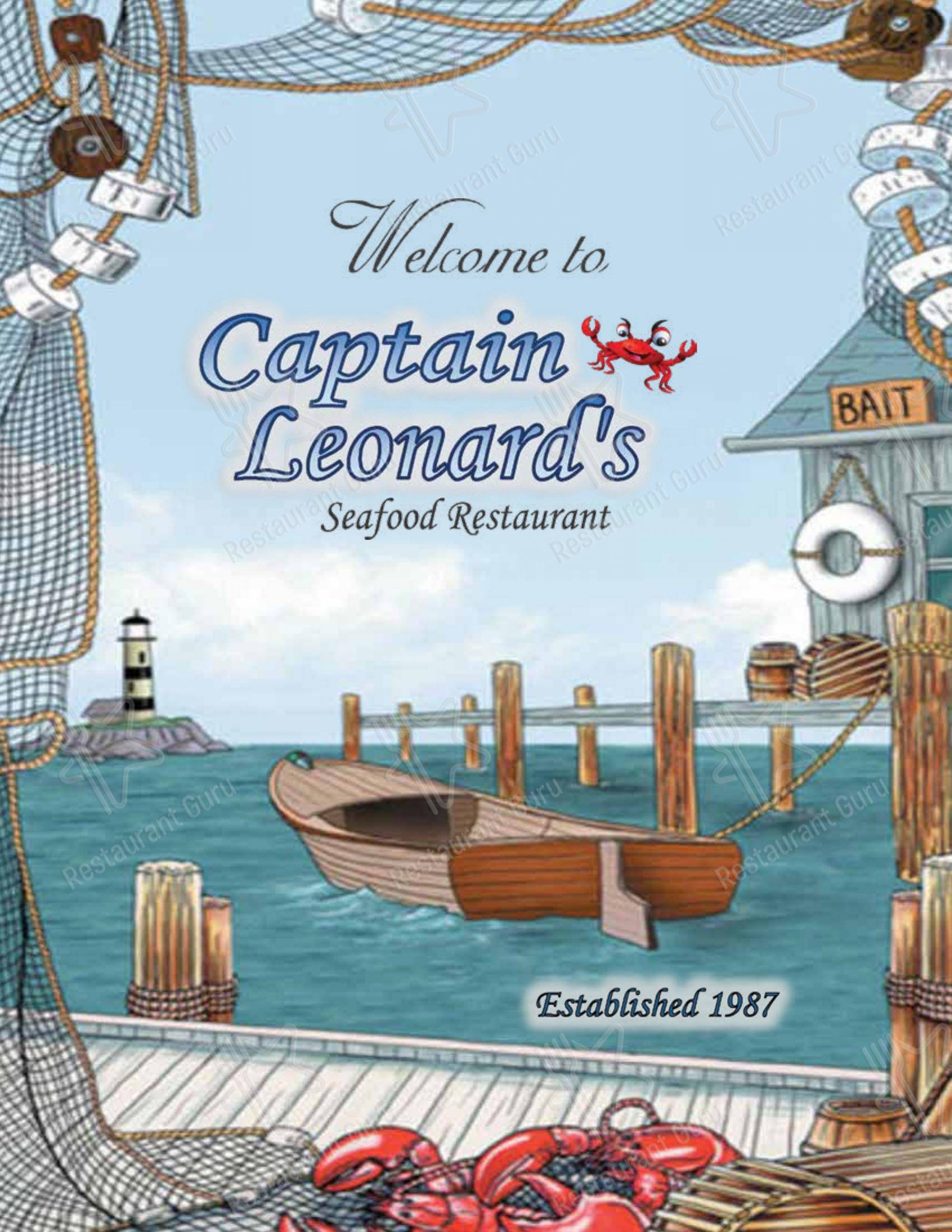 Menu at Captain Leonard's Seafood Restaurant, Mechanicsville