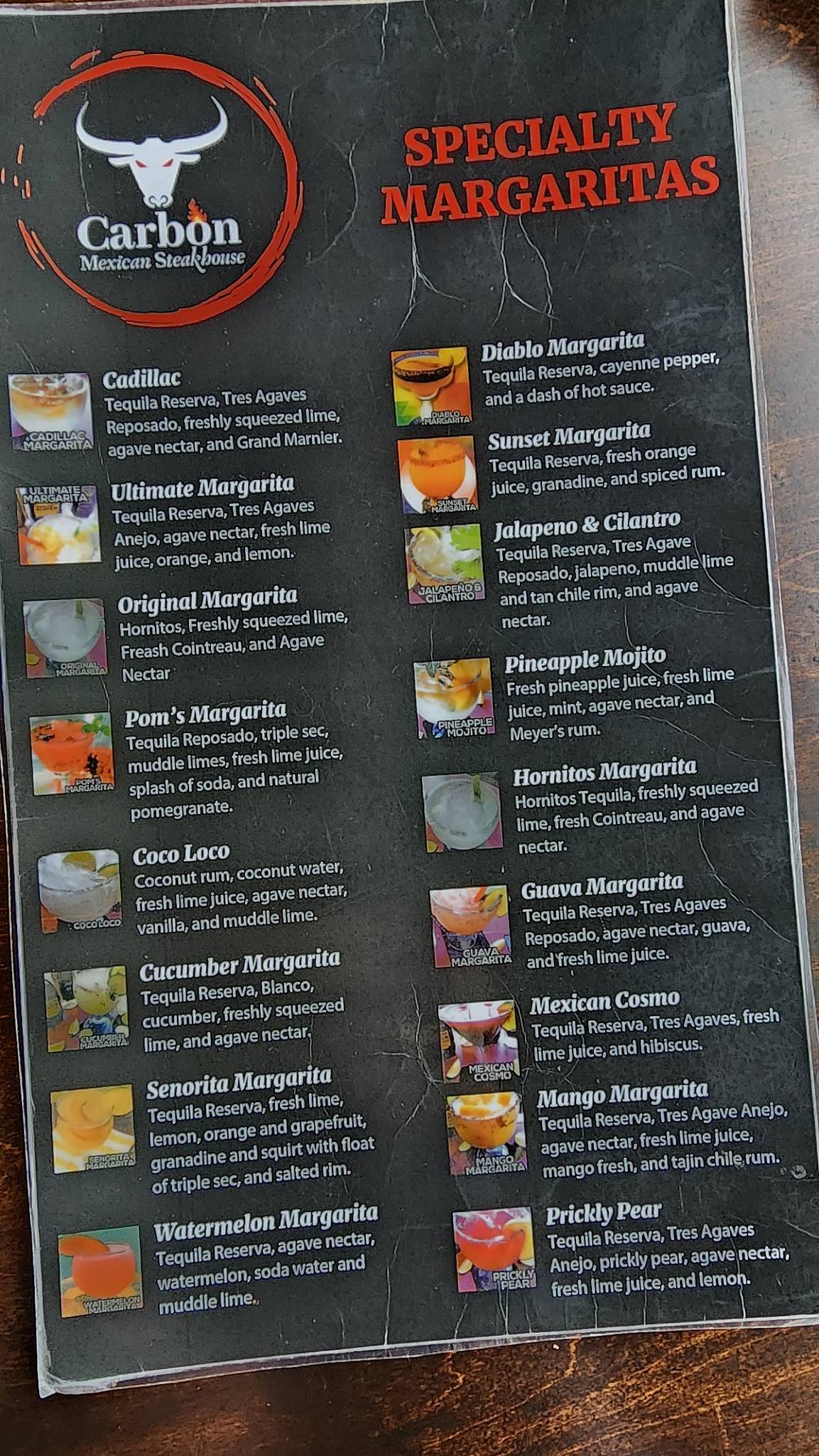 Menu at Carbon Mexican Steakhouse, Silverdale
