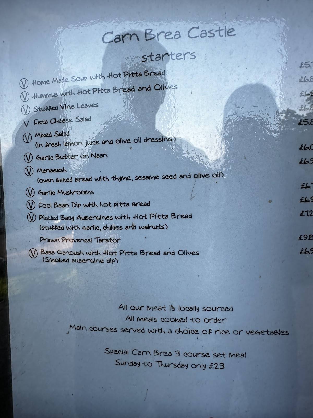 Carta de Carn Brea Castle Restaurant, Redruth