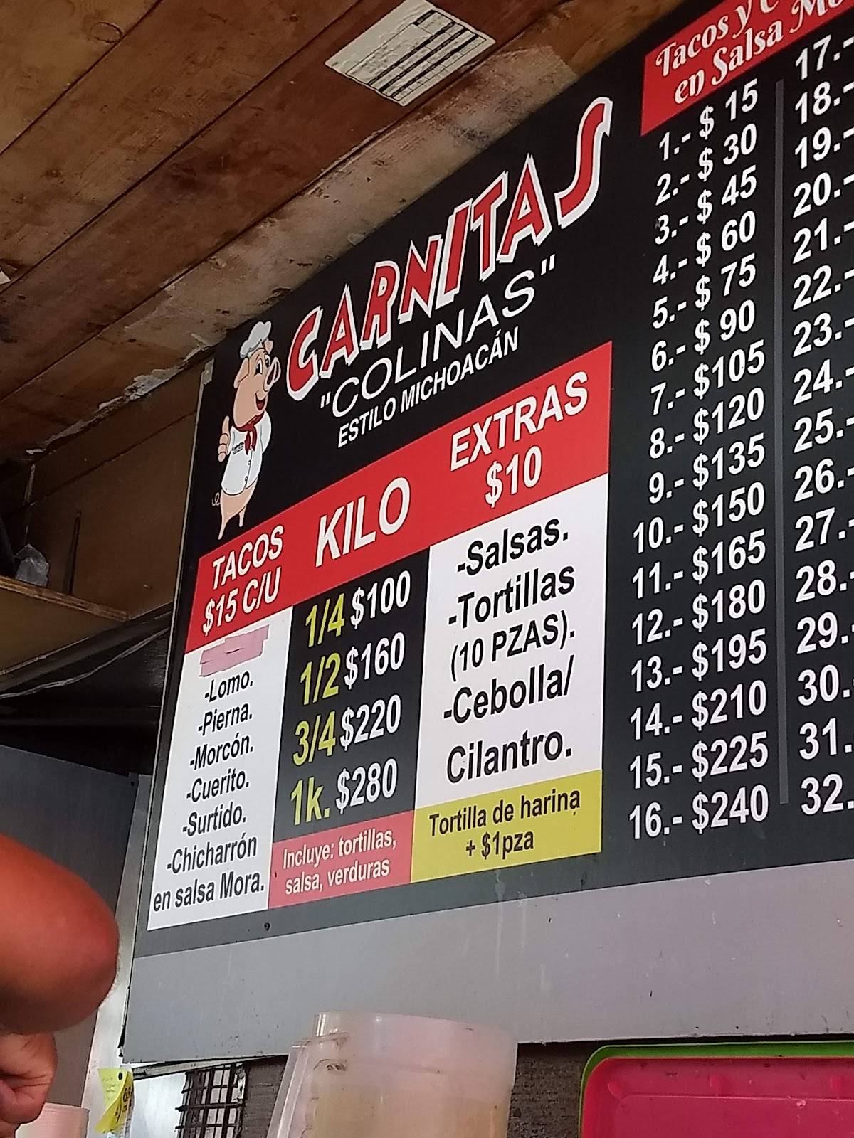 Carta del restaurante Carnitas Colinas Express, Monterrey