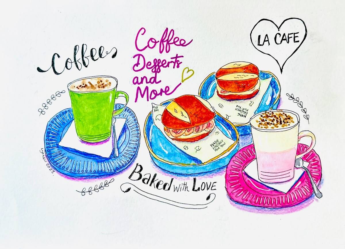Menu at LA Cafe, Sutton