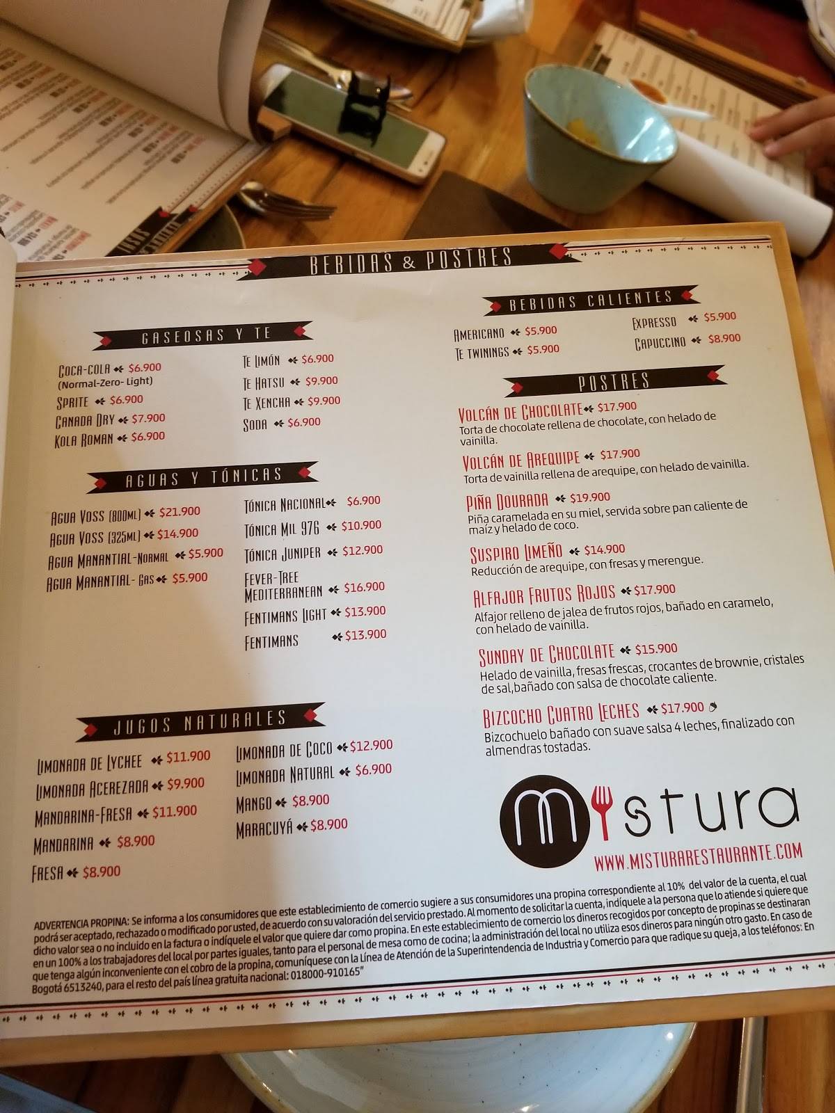 Carta del restaurante Mistura Cartagena, Cartagena, Calle Segunda del ...