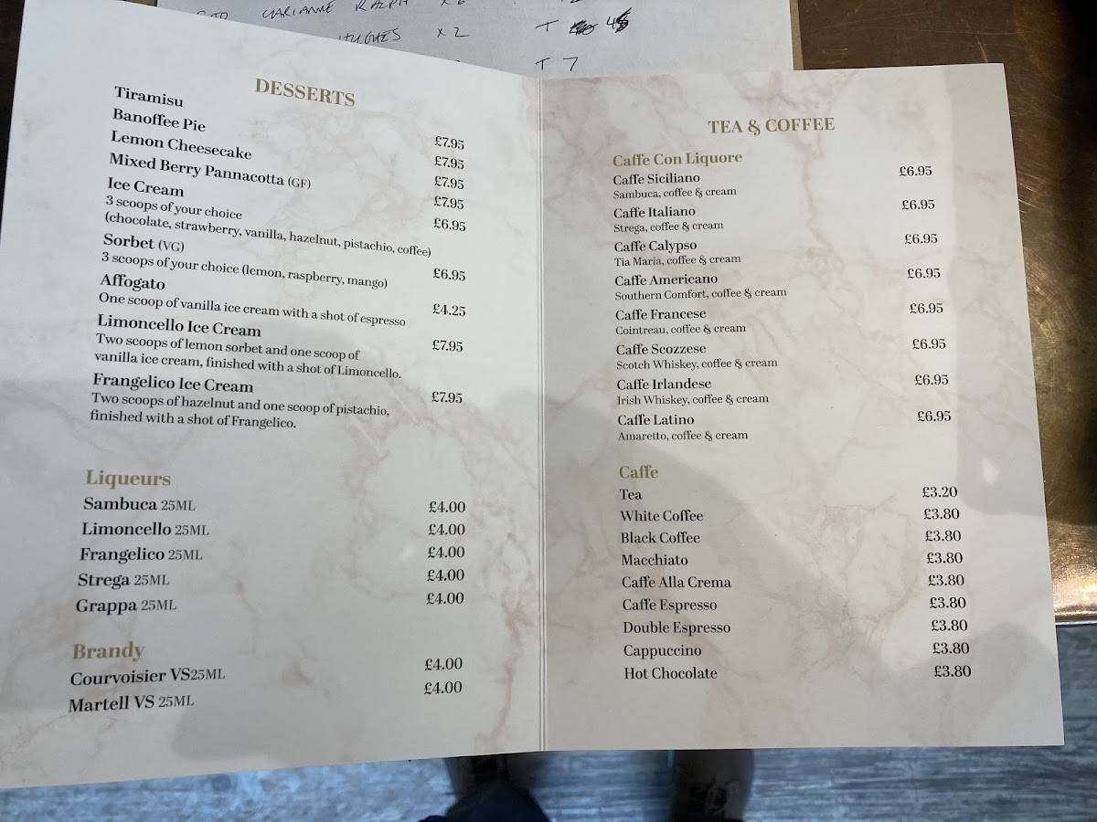 Menu at Casa Bianca restaurant, Whitney-on-Wye