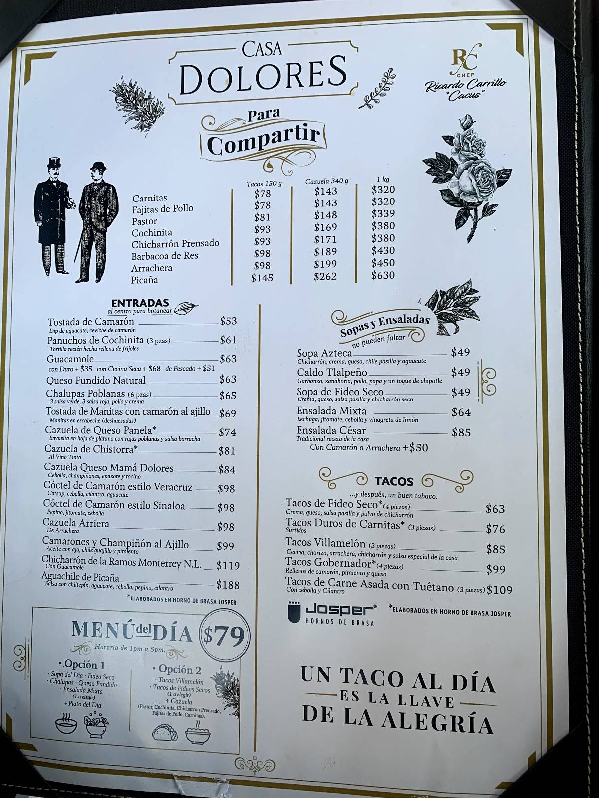 Carta del restaurante Casa Dolores - Av. Chapultepec, Guadalajara
