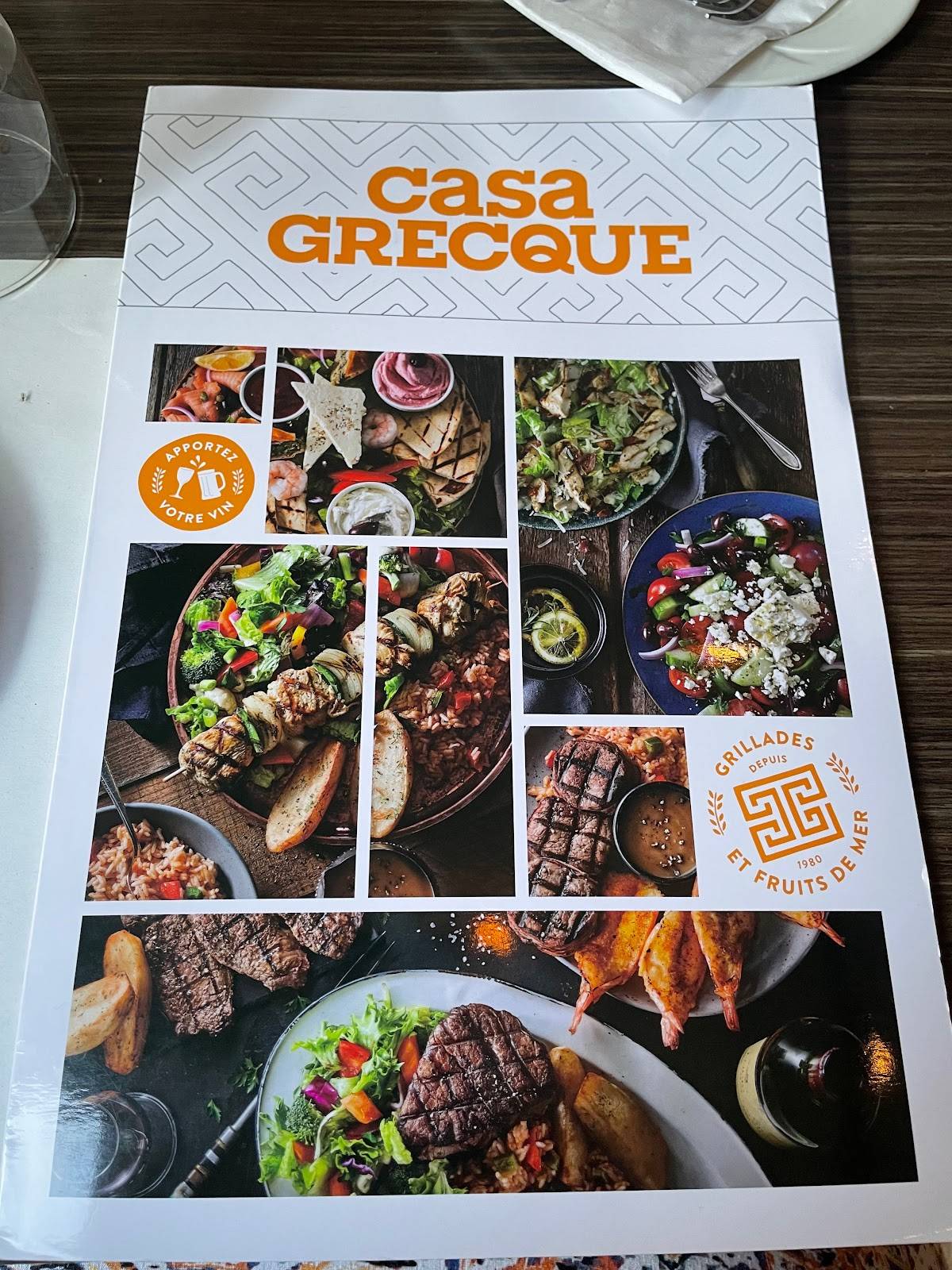 Menu au Casa Grecque restaurant, Montréal, 200 Rue Prince-Arthur E