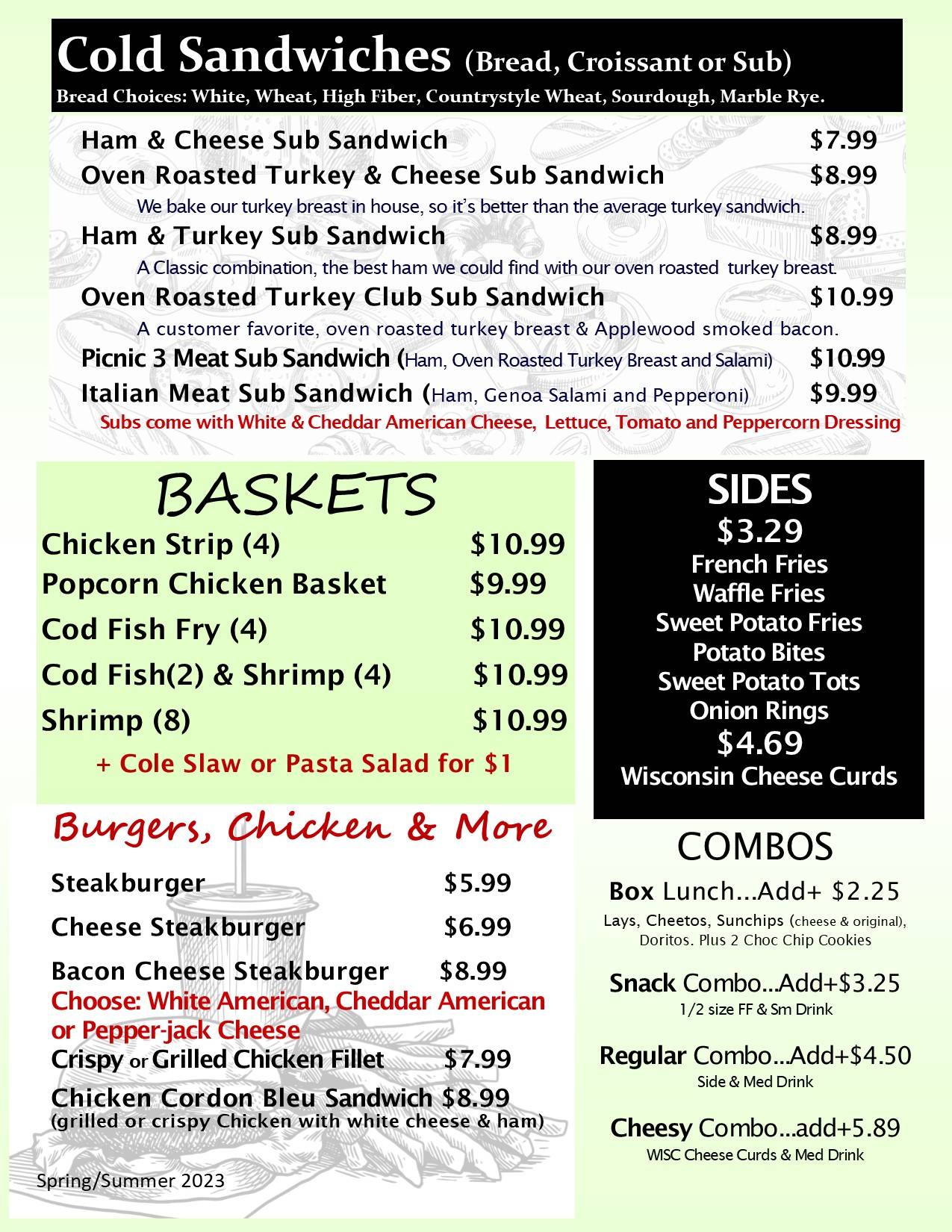 Menu at Casey's Bakery Inc, Sioux Center