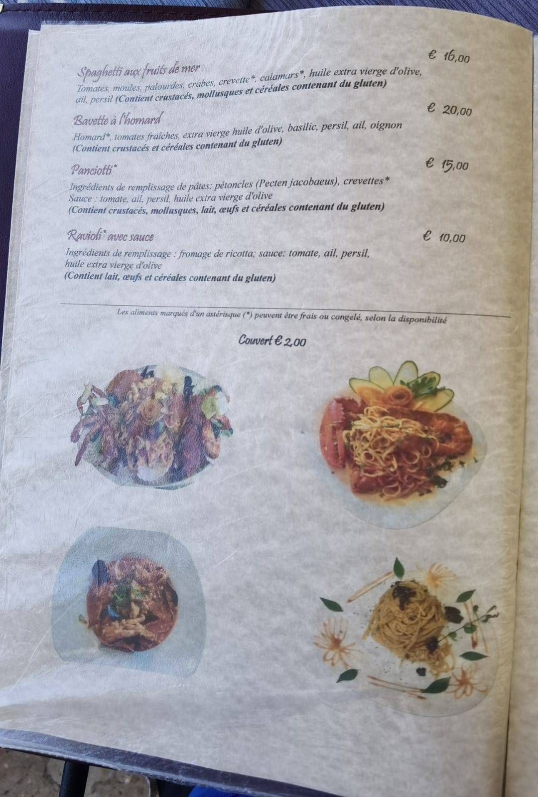 Menu at Ristorante Spaghetteria Aragona, Castelsardo