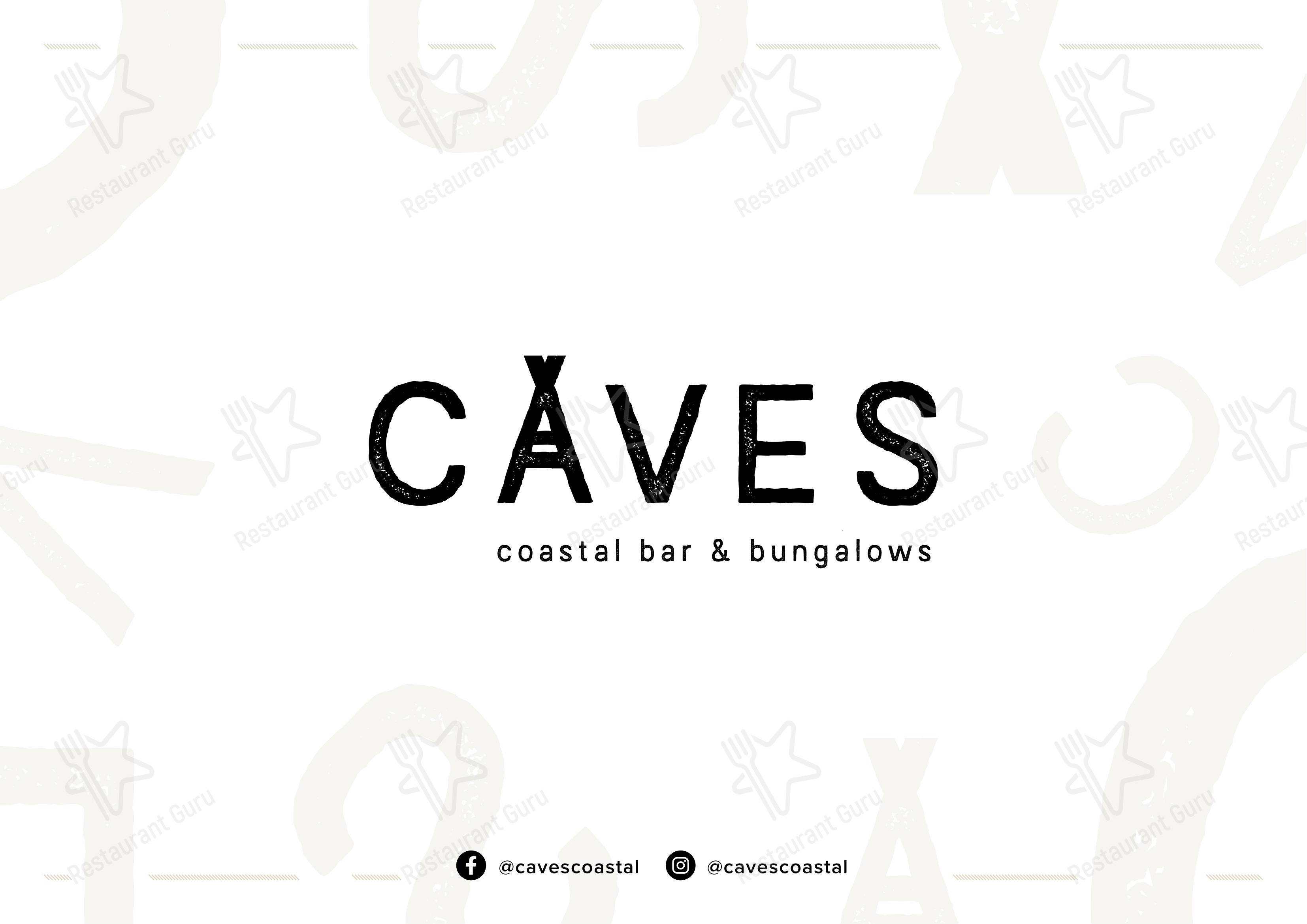 Menu at Caves Beachside pub & bar, Caves Beach