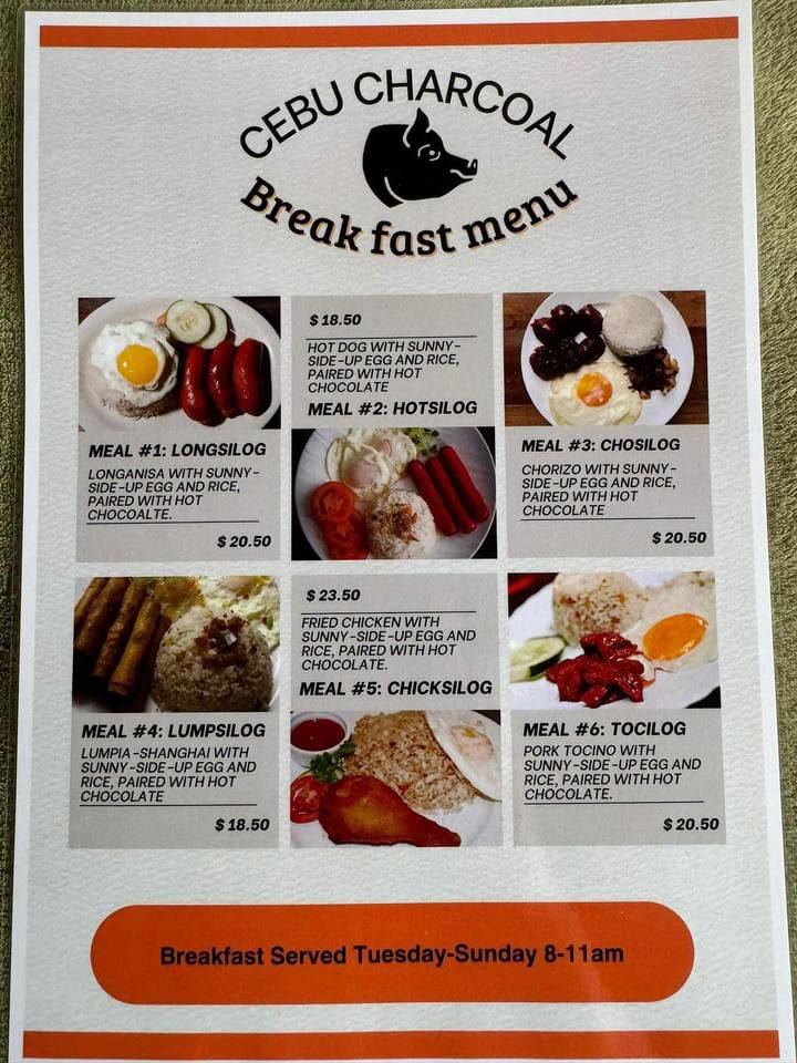 Menu at Cebu Charcoal Lechon Belly Oakleigh restaurant, Oakleigh