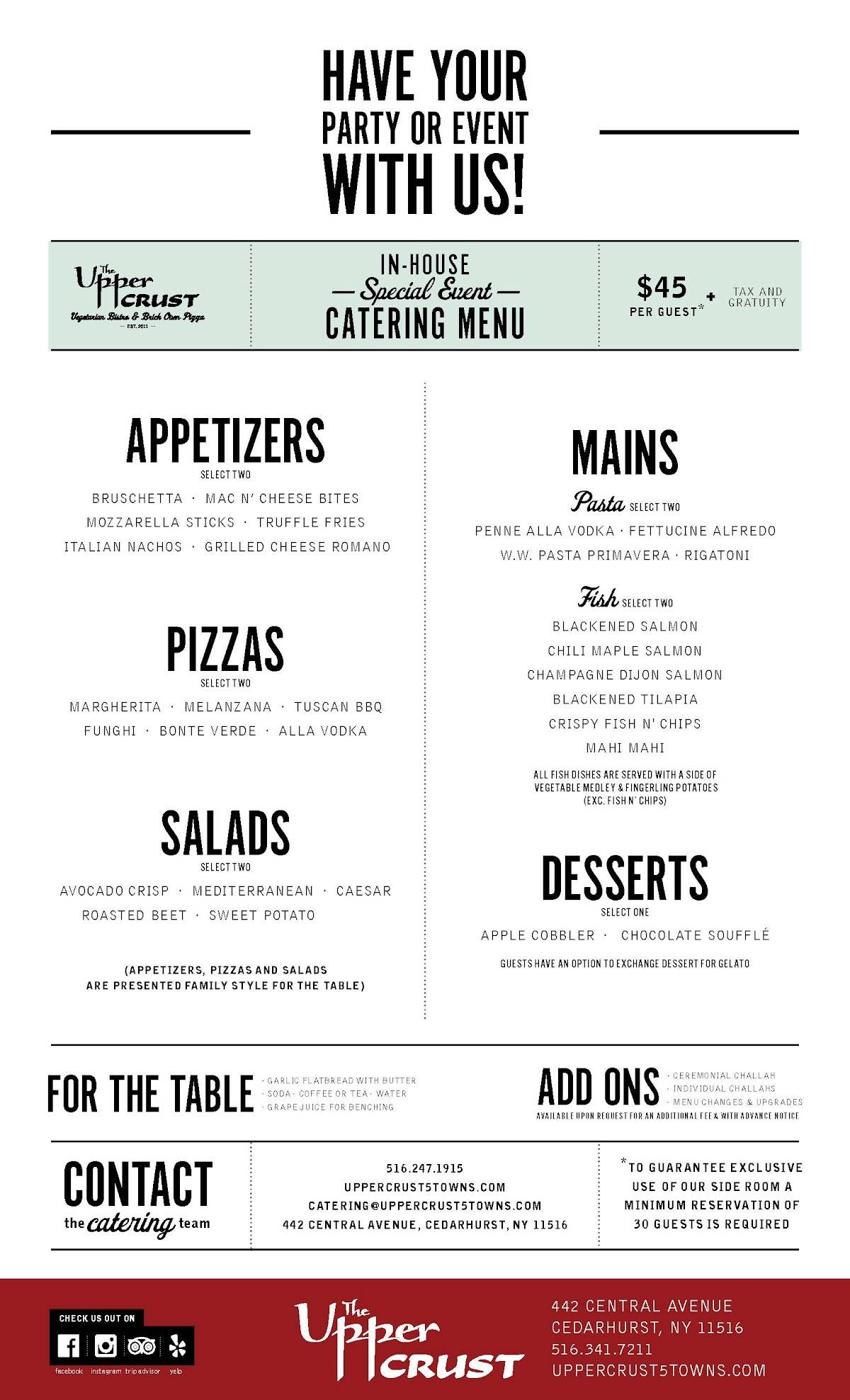 Menu at The Upper Crust pizzeria, Cedarhurst