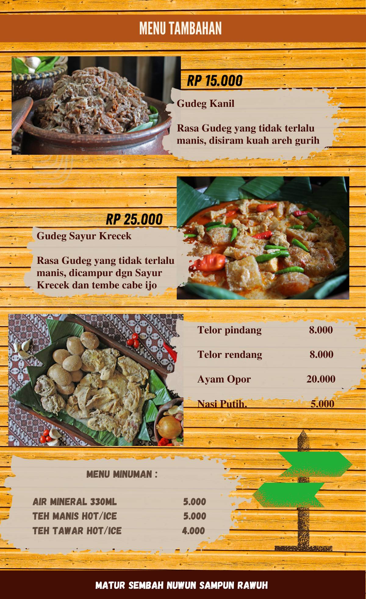 Menu at Gudeg Jogja Rasa Jakarta Bu Yus restaurant, Central Jakarta