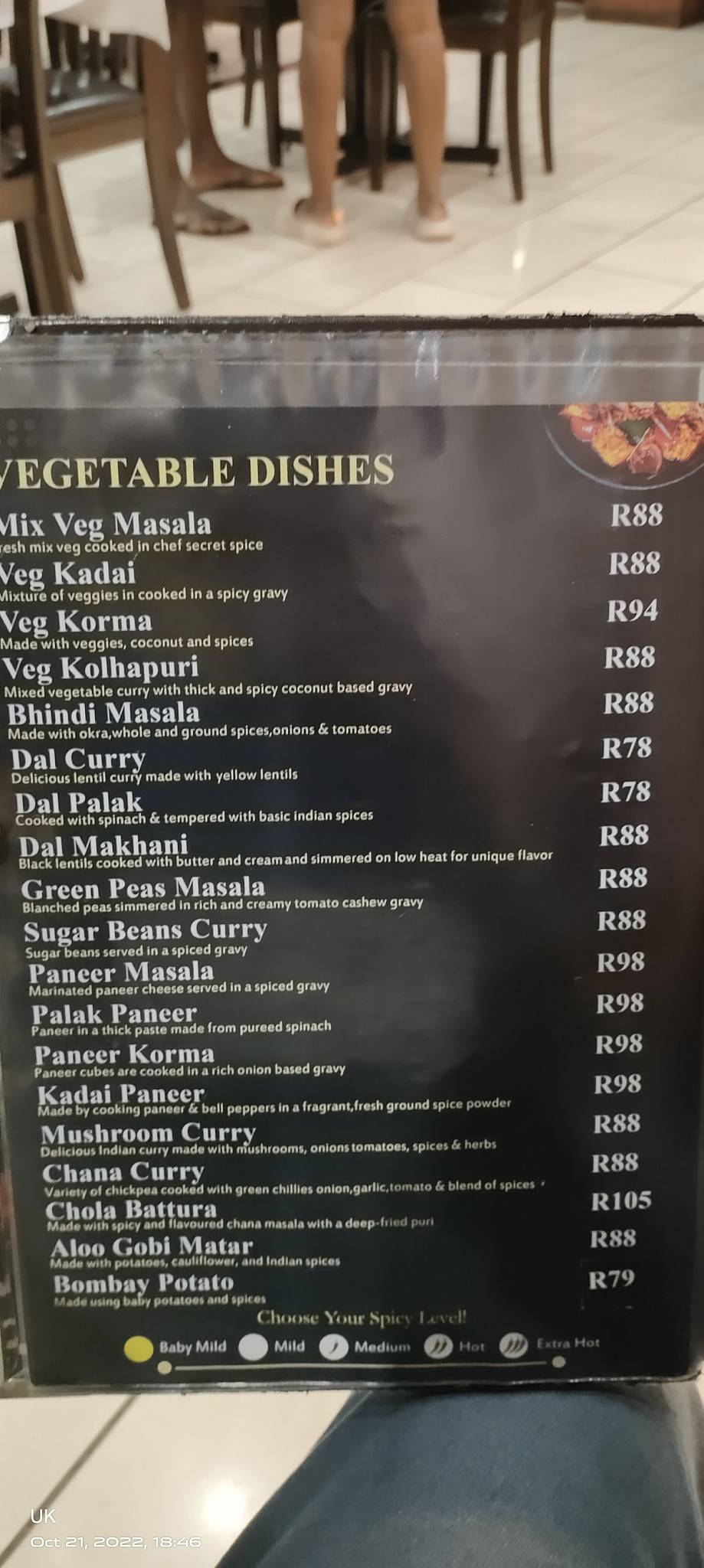 Menu at Paradise Indian Restaurant Clubview, Centurion