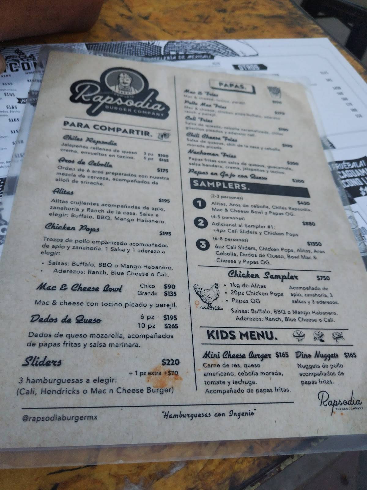 Menu at Cervecería Icono restaurant, Mexicali