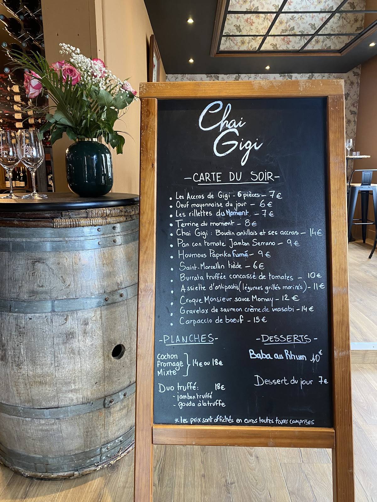 Menu at Chai GIGI restaurant, Guérande