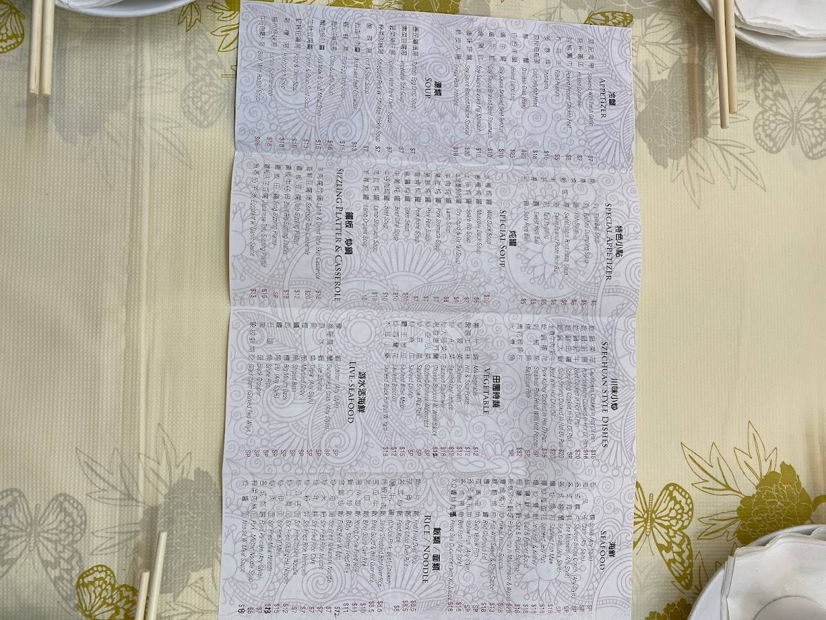 Carta del restaurante Changle Xin Inc, Nueva York