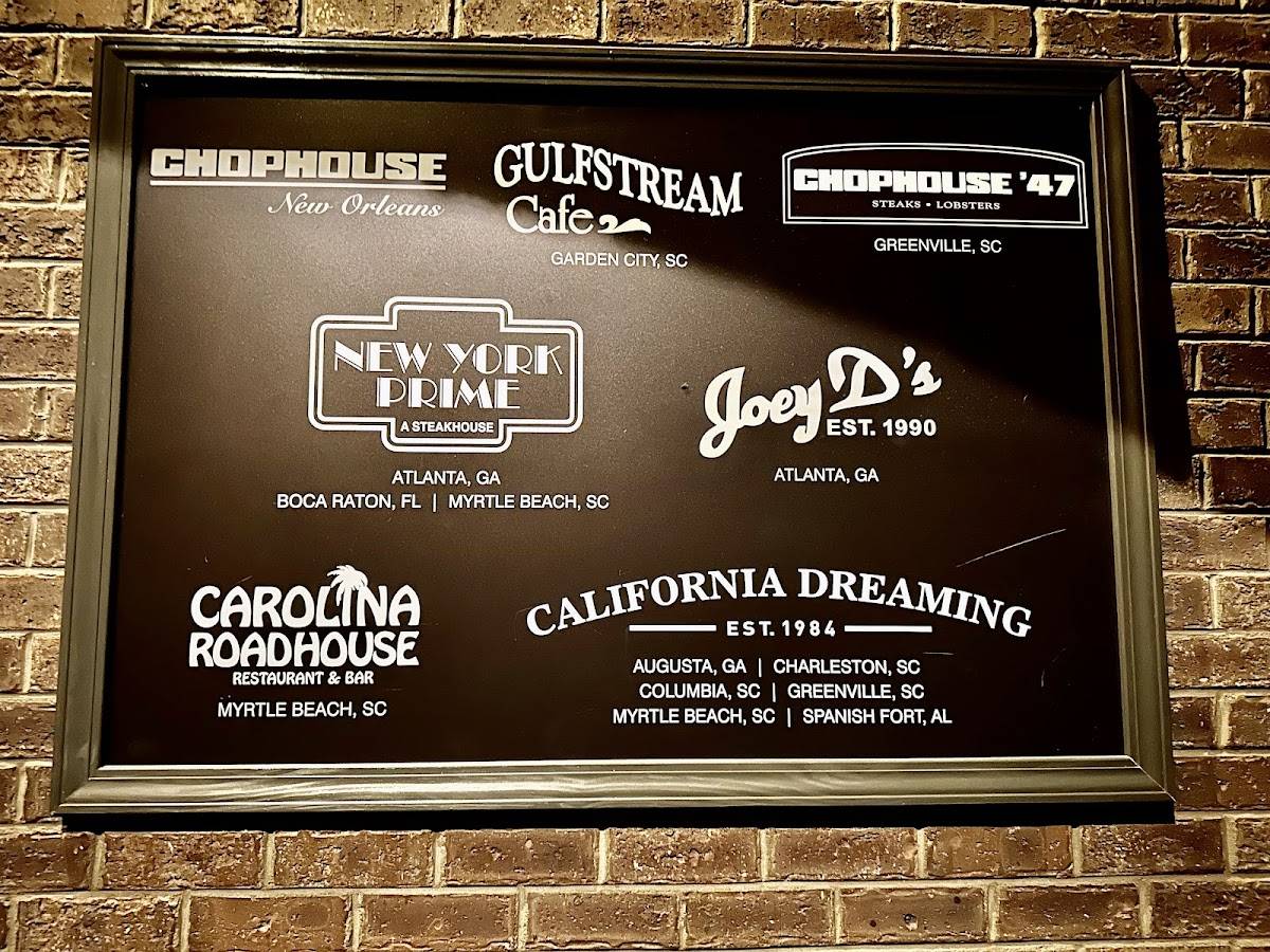 Menu at California Dreaming restaurant, Charleston