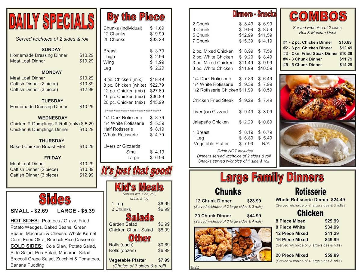 Menu at Charlie's Chicken of Sand Springs restaurant, Sand Springs