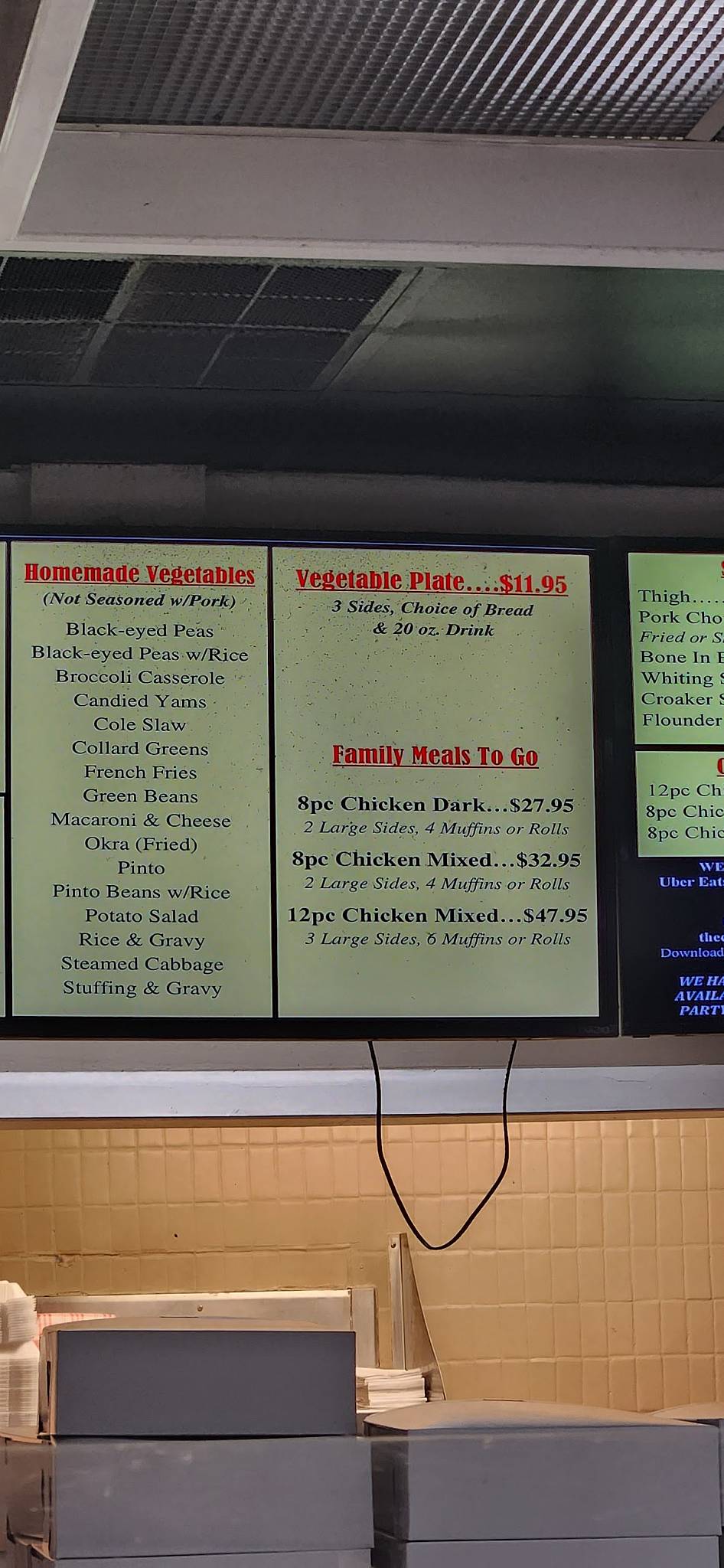 Menu at Chicken Box Cafe, Charlotte, W Sugar Creek Rd