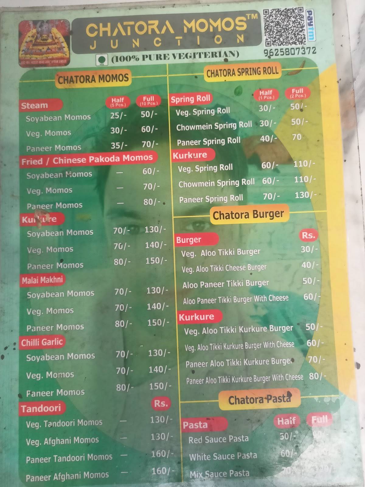 Menu at Chatora momos junction, Delhi, Shop No -27