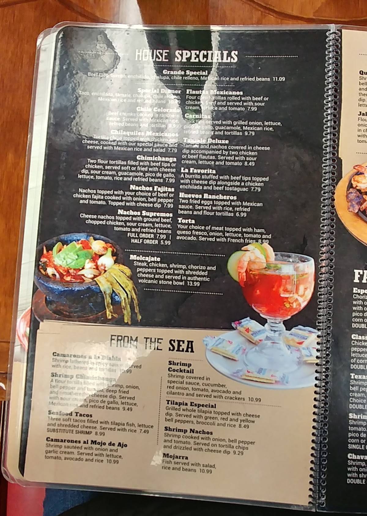 Menu at Chava's Mexican Grill restaurant, Huntington