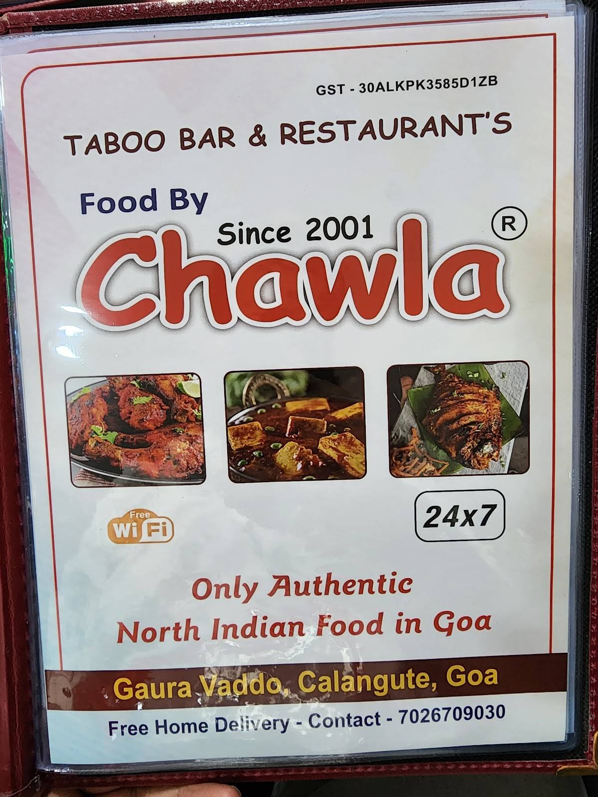 Menu at Chawla Dilliwala, Candolim
