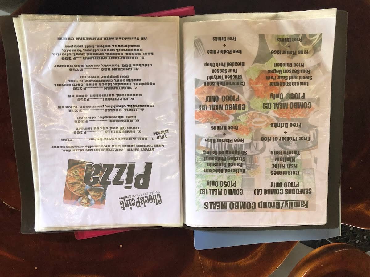 Menu at CheckPoint Camiguin restaurant, Mambajao, Yumbing
