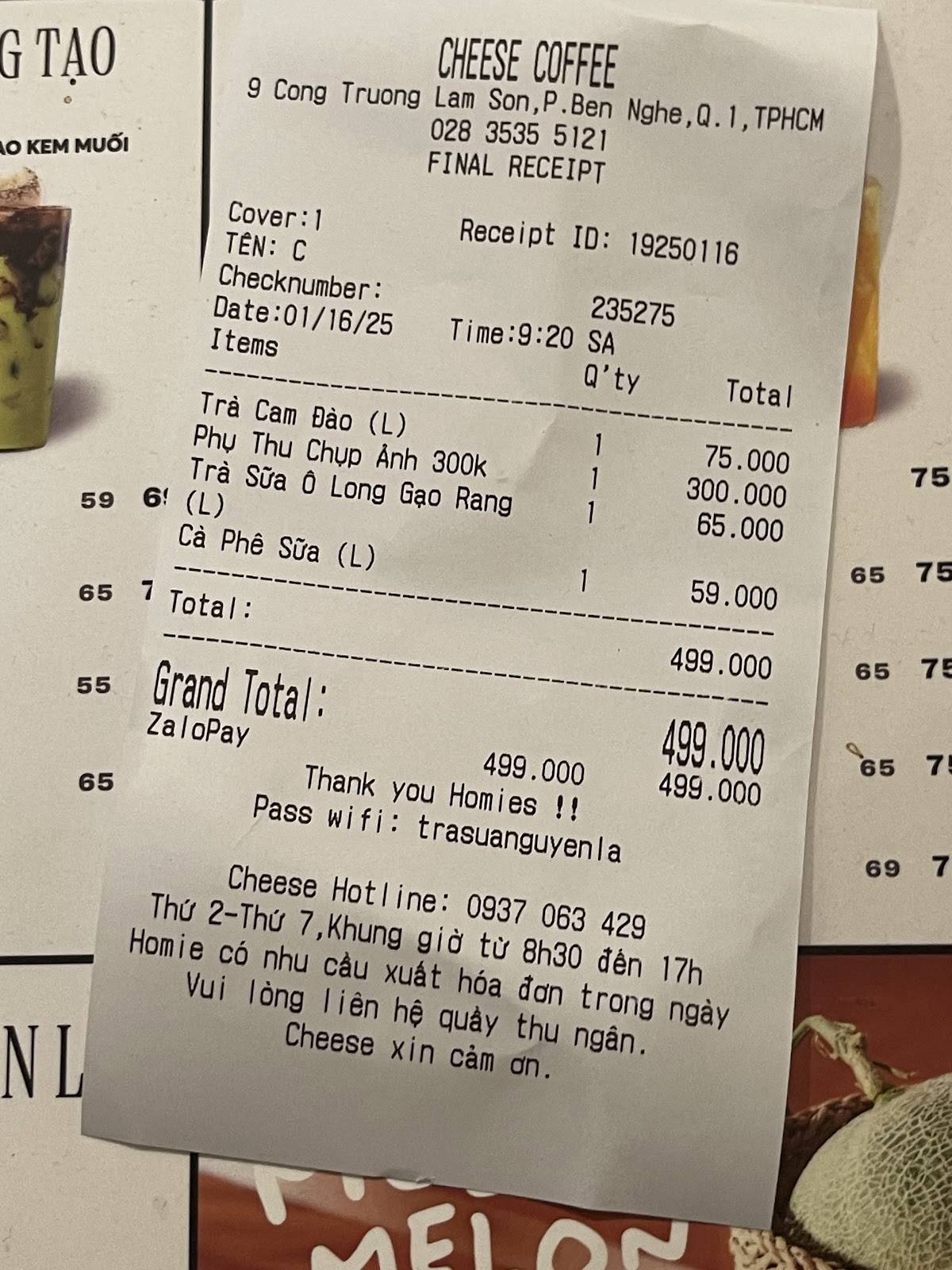 Menu at Cheese Coffee - Công Trường Lam Sơn, Ho Chi Minh City