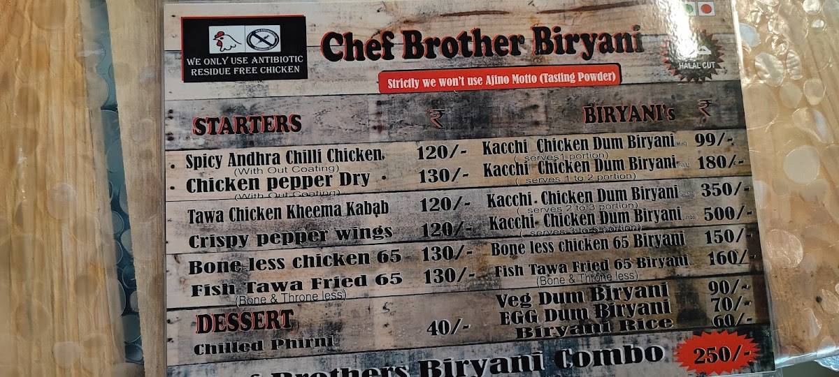Menu at Chef Brothers Biriyani, Mysuru