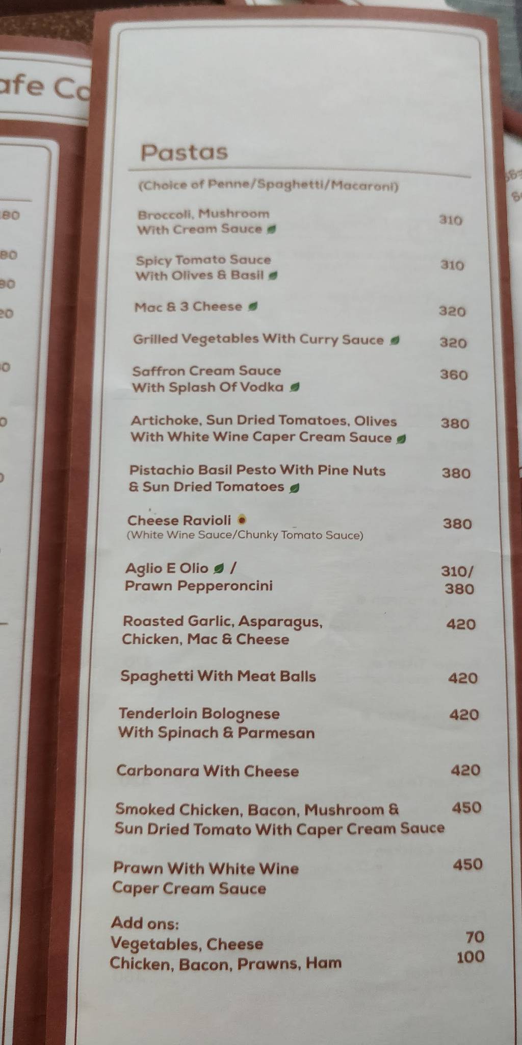 Menu at Cafe CakeBee, Chennai, Old no.47