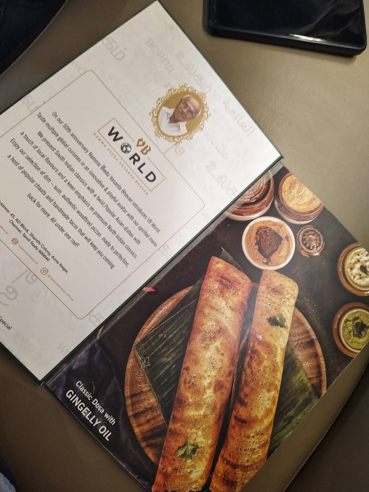 Menu at VB World by Namma Veedu Vasanta Bhavan, Chennai, 45