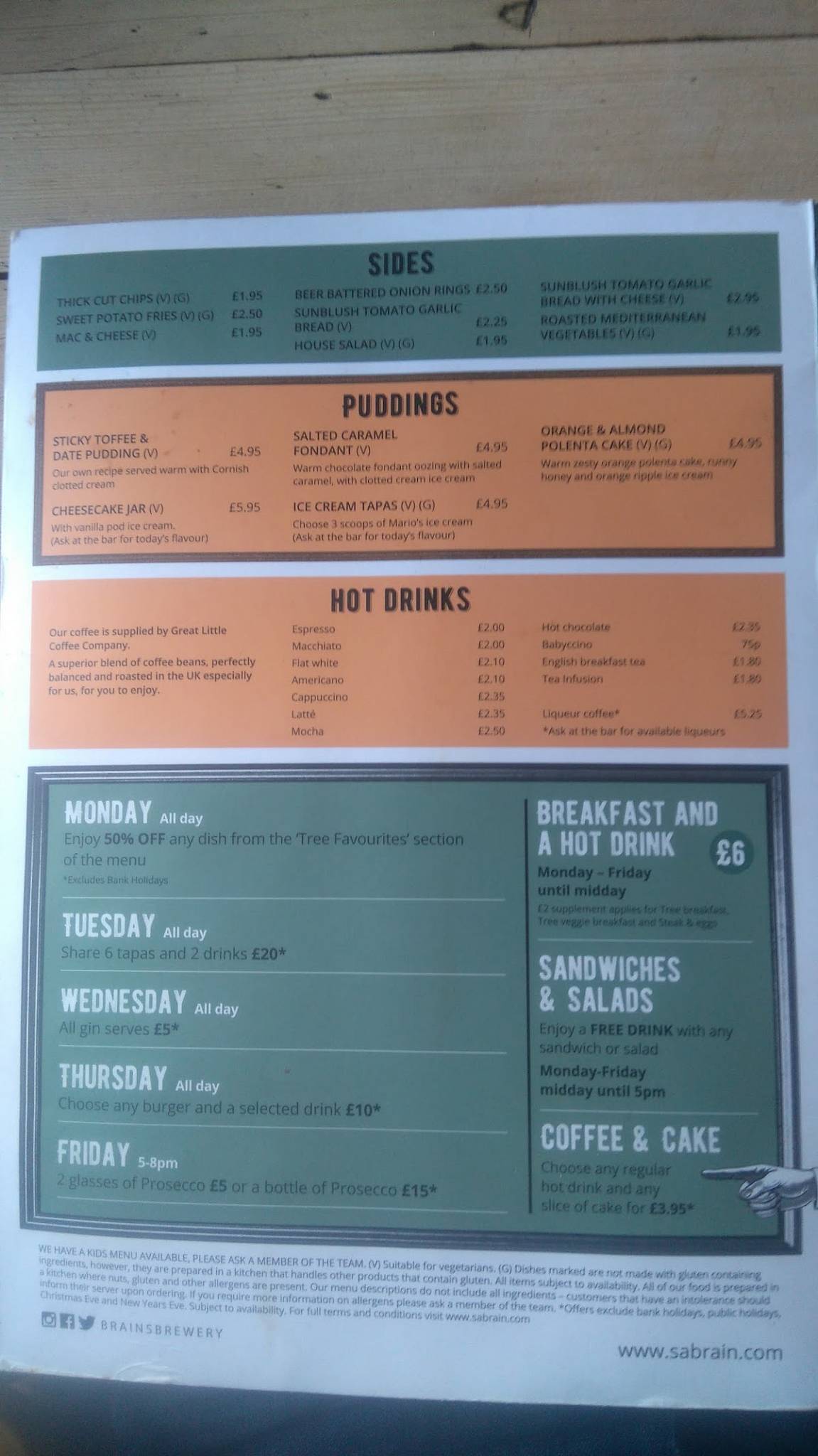 Menu at LT16 restaurant, Chepstow
