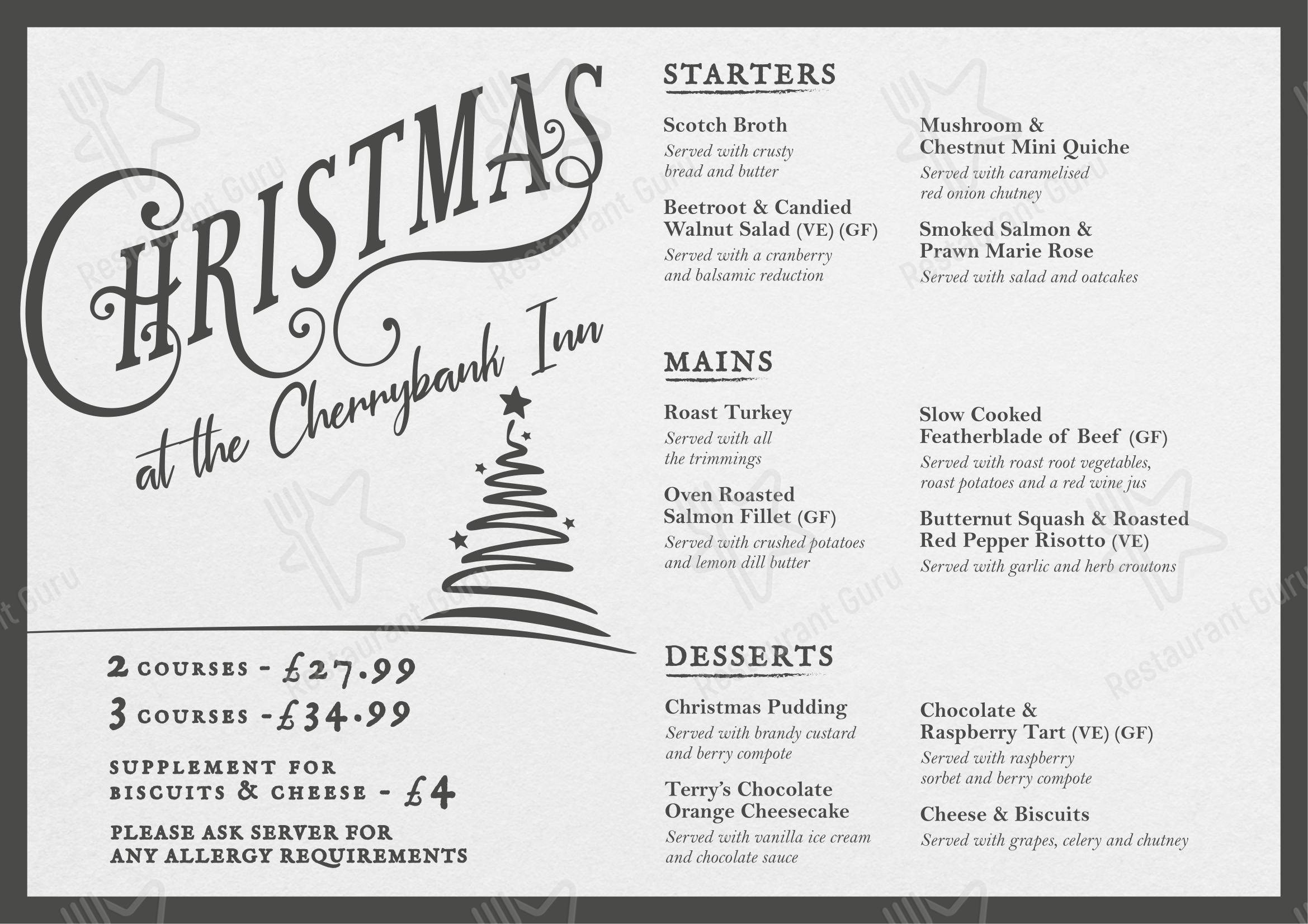 Menu at Cherrybank Inn pub & bar, Perth