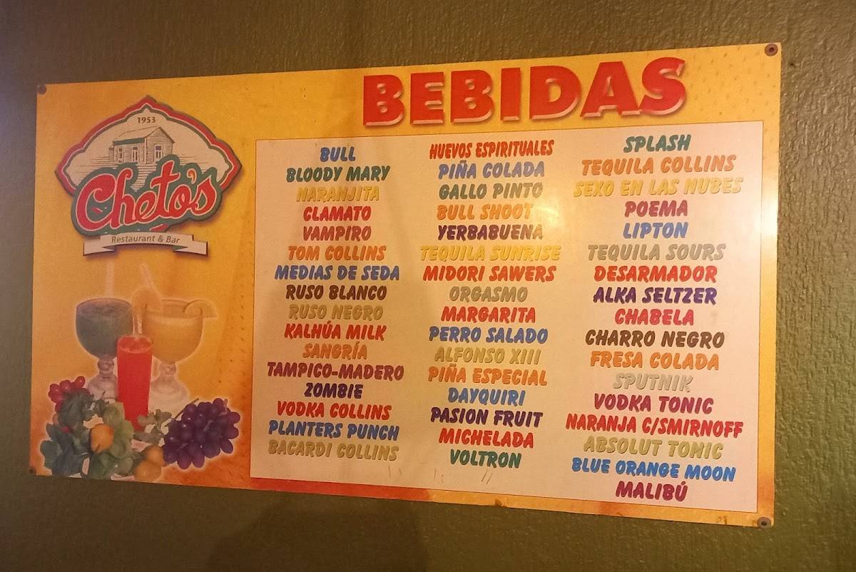Carta de Cheto's Tampico Restaurante Bar, Tampico, Av. Ejército ...