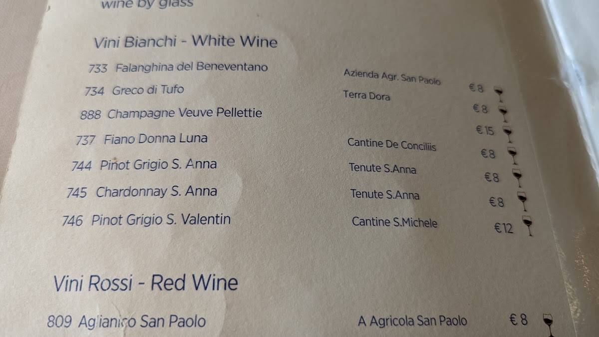 Menu at Chez Black restaurant, Positano